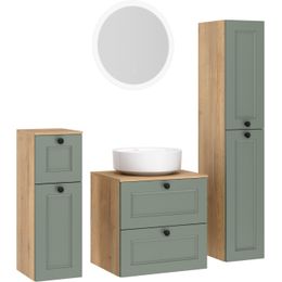 Badm&ouml;bel-Set Nobilia, B:140cm H:172cm T:48,2cm, gr&uuml;n, Kastenm&ouml;bel-Sets, "Cascada", vormontiert, mit Soft-Close, in vier Breiten