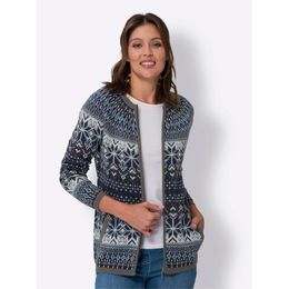 Sieh an! Jacquard-Strickjacke in marine-bleu-gemustert | Gr.: 42