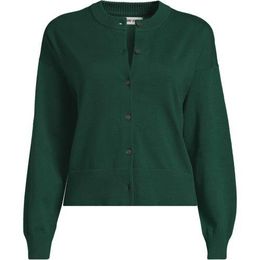 LANDS' END Kurzer Feinstrick-Cardigan aus Baumwolle f&uuml;r Damen, Damen, size: regular, Gr&uuml;n, Baumwolle, by Lands' End
