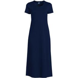 LANDS' END Wadenlanges Kurzarm-Nachthemd aus reiner Baumwolle f&uuml;r Damen in Petite-Gr&ouml;&szlig;e, Damen, size: petite, Blau, Baumwolle, by Lands' End