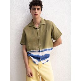 Giesto Button Up Shirt male size M Cream / Dark beige / Blue