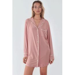 Extra weiches Touch entspanntes Mini-Lounge-Kleid mit Hemdkragen