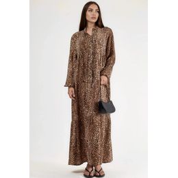 Komfortables Leopardprint Maxi-Kleid