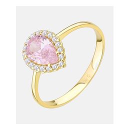Vanlere Cluster-Ring aus 375 Gelbgold mit Zirkonia mit Saphir | Gr.: 49