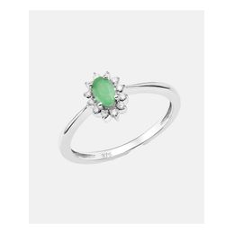 Diamant L'&eacute;ternel Ring aus 375 Wei&szlig;gold mit Diamant mit Smaragd | Gr.: 54