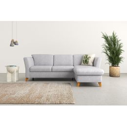 Ecksofa Home Affaire, B:249cm H:86cm T:162cm, silber, 100% Polyester, Wohnzimmer, Sofas, "Trelleborg L-Form", Federkern-Polsterung, wahlweise mit