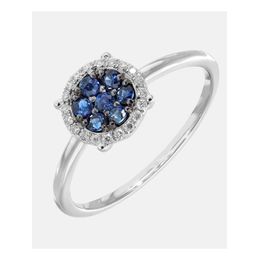 Diamant L'&eacute;ternel Ring aus 375 Wei&szlig;gold mit 0.26 Karat Diamant mit Saphir | Gr.: 55