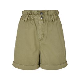 Urban Classics Damen Stoffhose "Urban Classics Damen Ladies Paperbag Shorts", gr&uuml;n, Gr. 30, unifarben, 100% Baumwolle, Hosen