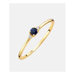 Diamant L'&eacute;ternel Ring aus 375 Gelbgold mit Diamant mit Saphir | Gr.: 50