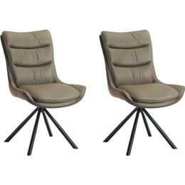 Jockenh&ouml;fer Drehstuhl, B:57cm H:92cm T:69cm, grau, JOCKENH&Ouml;FER GRUPPE, Esszimmer, St&uuml;hle, "Maurice (Set, 2 St.)", Echtleder, inklusive Drehfunktion (360), bis