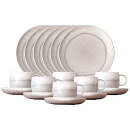 Geschirr-Set "Kaffeeservice Perlemor Sand 18er Set beige", 18, beige, LIKE. BY VILLEROY & BOCH, Geschirr-Sets, Sp&uuml;lmaschinengeeignet,