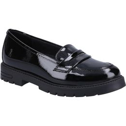 Hush Puppies Hazel Patent SNR M&auml;dchenschwarze Slipper Aus Leder