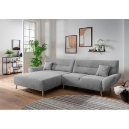 Ecksofa Home Affaire, B:290cm H:81cm T:166cm, silber, 100% Polyester, Wohnzimmer, Sofas, "Drago, elegant und zeitlos, komfortabel, Holzfu&szlig;, L-Form,
