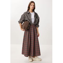 Kariierter Hohe Taille Falteng&uuml;rtel Midi-Rock