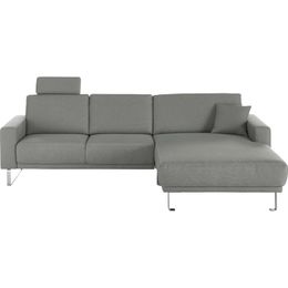 Home Affaire Ecksofa &raquo;Apiro bequem & edel, Breite 278cm, Komfortsitzh&ouml;he, L-Form&laquo; grau B/H/T: 278cm x 87cm x 171cm, Struktur weich, Ottomane rechts,
