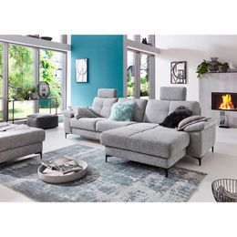 3C Carina Ecksofa &raquo;Burnaby bequem und modern, Breite 296cm, 12cm hoher Fu&szlig;, L-Form&laquo; 2 Kopfst&uuml;tzen, optional mit Schlaf- und motorischer Relaxfunktion 