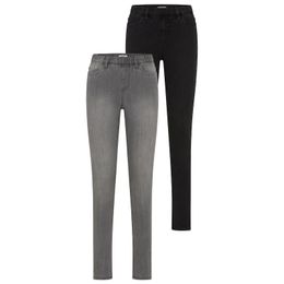 Flashlights Damen Jeansjeggings Packung, 2er-Pack, enge Passform, R&ouml;hrenjeans, Used-Look-Waschung, hohe Leibh&ouml;he schwarz 36, N-Gr