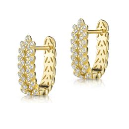 Firetti Damen Paar Creolen &raquo;Schmuck Geschenk Silber 925 Ohrringe Blatt- oder Lorbeerkranzdesign&laquo; Made in Germany - mit Zirkonia (synth.) Silber 925 (