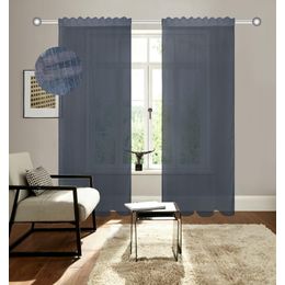 Gardine Bruno Banani, B:135cm H:175cmblau, Polyester, Wohnzimmer, Gardinen, "Lazlo", Leinenoptik mit Leinen, Streifen, pflegeleicht, Wohn -und