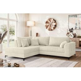 Ecksofa OTTO HOME, B:232cm H:80cm T:190cm, beige, 83% Polyester, 17% Nylon, Wohnzimmer, Sofas, "LEEVKE Design-Sofa mit Ottomane rechts/links
