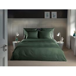 Bettw&auml;sche HECKETT & LANE, gr&uuml;n, Mako-Satin, Obermaterial: 100% Baumwolle, Bettw&auml;sche, "Banda", hochwertiges Mako-Satin, Streifen Satin, Bettw&auml;sche