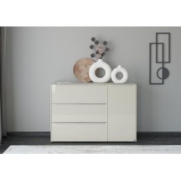 Sideboard, B:137cm H:94cm T:42cm, beige, SET ONE BY Musterring, Glas, Holzwerkstoff, Wohnzimmer, Sideboards, "Reno", Mit Gleitern und in