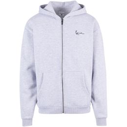 Karl Kani Herren Outdoorjacke "Karl Kani Herren Chest Signature Essential Zip Cardigan", grau, Gr. XL, unifarben, 65% Baumwolle, 35% Polyester, Jacken