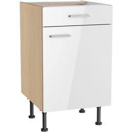 Unterschrank KOCHSTATION, B:50cm H:87cm T:58,1cm, wei&szlig;, K&uuml;che, Schr&auml;nke, "KS-Lucy", Breite 50 cm, h&ouml;henverstellbare F&uuml;&szlig;e, Soft-Close