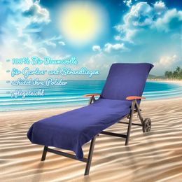Kinzler Strandtuch &raquo;Frottee-Liegenbezug, 100% Baumwolle, Schonbezug f&uuml;r Gartenliegen&laquo; Liegen-Handtuch, Uni Farben, 78x200 cm, auch als 2er Set blau 