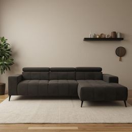 Ecksofa DOMO collection, B:287cm H:79cm T:175cm, braun, 92% Polyester, 8% Nylon, Wohnzimmer, Sofas, "Trento L-Form, mit Kufenfu&szlig; oder Einzelfu&szlig;",