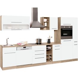 K&uuml;chenzeile KOCHSTATION, B:330cm T:60cm, wei&szlig;, Komplettk&uuml;chen-Sets, "KS-Eton", mit E-Ger&auml;ten, Breite 330 cm