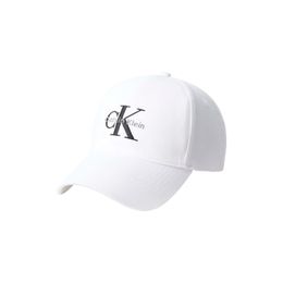 Damen Baseball Cap "MONOLOGO EMBROIDERY BASEBALL HAT", wei&szlig;, Calvin Klein Jeans, Web, Baumwolle, Caps, Mit festem Schirm