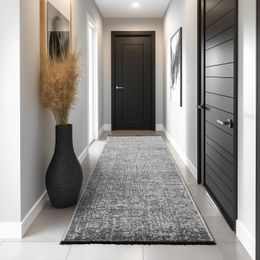 Teppich, B:80cm H:7mm L:150cm, grau, Ayyildiz Teppiche, Chenille, Wohnzimmer, Teppiche, "SPACE 1900, auch als L&auml;ufer", L&auml;ufer, Kurzflor, Boho,