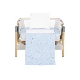 Kikkaboo Babybettw&auml;sche Set Bear with me 3-teilig Decke 85 x 55 Kissen 45 x 35 blau