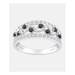 Diamant L'&eacute;ternel Ring aus 375 Wei&szlig;gold mit Diamant mit Saphir | Gr.: 50