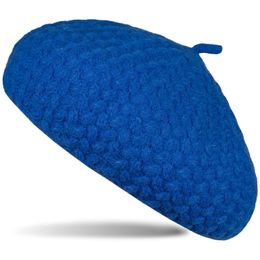 styleBREAKER Damen Baskenm&uuml;tze "Feinstrick Baskenm&uuml;tze mit Flechtmuster", blau, Modisch, Obermaterial: 100% Polyacryl PAN., M&uuml;tzen