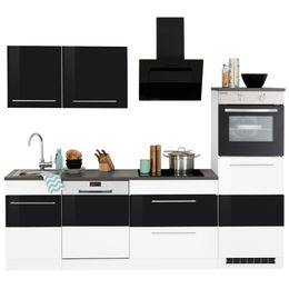 K&uuml;chenzeile KOCHSTATION, B:250cm T:60cm, wei&szlig;, Komplettk&uuml;chen-Sets, "KS-Trient", Breite 250 cm, wahlweise mit E-Ger&auml;ten, mit Arbeitsplatte