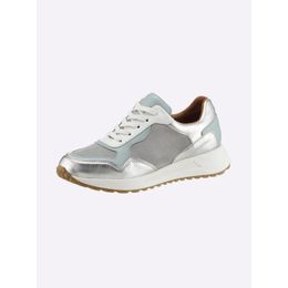 Heine Damen Sneaker, Gr. 40, grau, Glattleder, Leder, Rindsleder, Schuhe