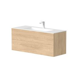 Waschtisch Welltime, B:121cm H:50cm T:46cm, beige, Badezimmer, Waschtische, "Gama", inklusive Waschbecken, mit Push-to-Open-Funktion, FSC zertifiziert