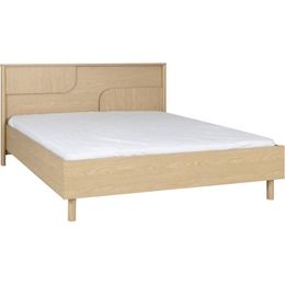 Einzelbett &raquo;Galys Bett 160 x 200&laquo; Mit Beleuchtetem Kopfteil beige Liegefl&auml;che L&auml;nge B: 200cm x 160cm, Eiche Rookwood Nachbildung LED-Leuchtmittel, 