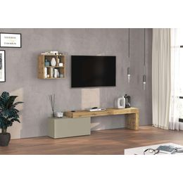 TV-Wand OTTO HOME, B:220cm H:190cm T:40cm, braun, Kastenm&ouml;bel-Sets, "Chronos TV-Set, Wohnwand &ndash; Elemente frei platzierbar, Made in Italy", Lowboard
