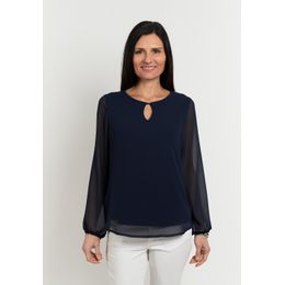 Seidel Moden Damen Langarmbluse, blau, Basic, Gr. 38, Single Jersey, Obermaterial: 94% Polyester, 6% Elasthan. Obermaterial 2: 95% Viskose, 5%