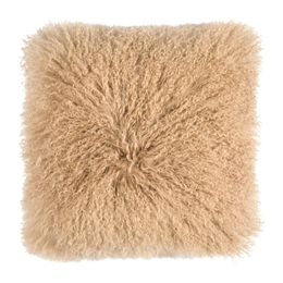 Pad Dekokissen &raquo;GLORY, Kissenh&uuml;lle&laquo; echtes Lammfell, extravagant und luxuri&ouml;s, 30x50 cm oder 40x40 cm beige Lammfell, Polyester B/L: 40cm x 40cm, 1 