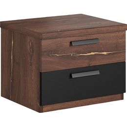 Nachtkommode Home Affaire, B:46,3cm H:36,5cm T:40cm, braun, Sideboards, "Sigma, Breite 46 cm, moderner Nachtschrank mit 2 Schubladen", Nachttisch