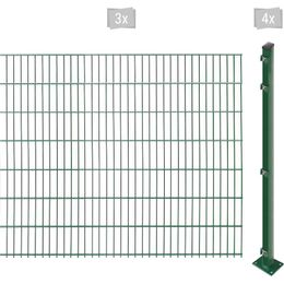 Arvotec Doppelstabmattenzaun &raquo;EASY 143 zum Aufschrauben&laquo; Zaunh&ouml;he 143 cm, Zaunl&auml;nge 2 - 60 m gr&uuml;n Kunststoff, Stahl H/L: 143cm x 6m, Pfosten: 4 Stk.