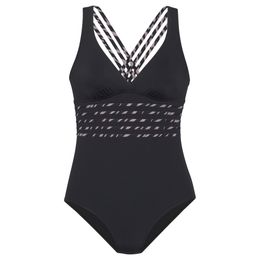 Lascana Badeanzug Damen Gr&ouml;&szlig;e XL beige / schwarz