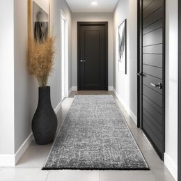 Ayyildiz Teppiche Teppich &raquo;SPACE 1900, auch als L&auml;ufer&laquo; rechteckig 7 mm H&ouml;he L&auml;ufer, Kurzflor, Boho, Vintage, Wohnzimmer grau Chenille B : 80cm 1 Stk., 7mm, L: 250cm
