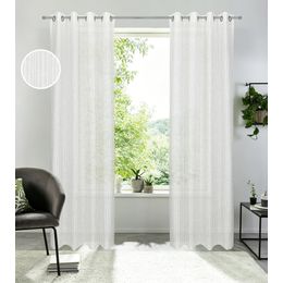 Gardine OTTO HOME, B:135cm H:225cmbeige, Polyester, Wohnzimmer, Gardinen, "Marric", halbtransparent, Leinenoptik mit Streifen, verschiedene Gr&ouml;&szlig;en