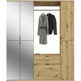 Garderoben-Set Home Affaire, B:152cm H:193cm T:34cm, braun, Holzwerkstoff, Flur, Kastenm&ouml;bel-Sets, "TRONDHEIM, 5-teilig, Breite 152cm, individuell