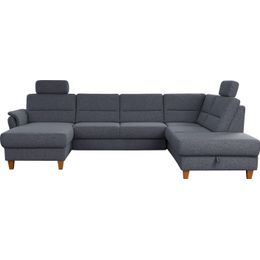 Wohnlandschaft Home Affaire, B:308cm H:89cm T:212cm, grau, 100% Polyester;Struktur (100% Polyester);Luxus-Microfaser in Lederoptik (100% Polyester),